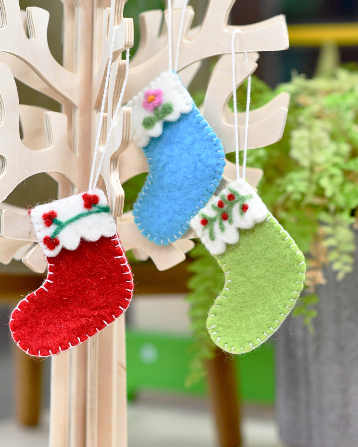 Felt Christmas Stocking Ornaments B (Set of 3) – Tara Treasures Wholesale